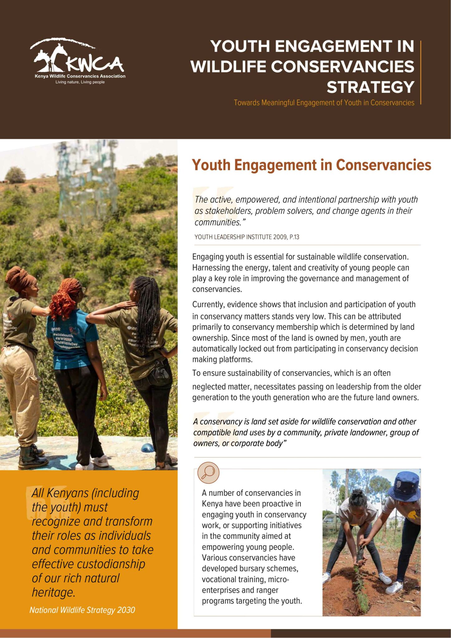 Youth Engagement in Wildlife Conservancies Strategy | KWCA